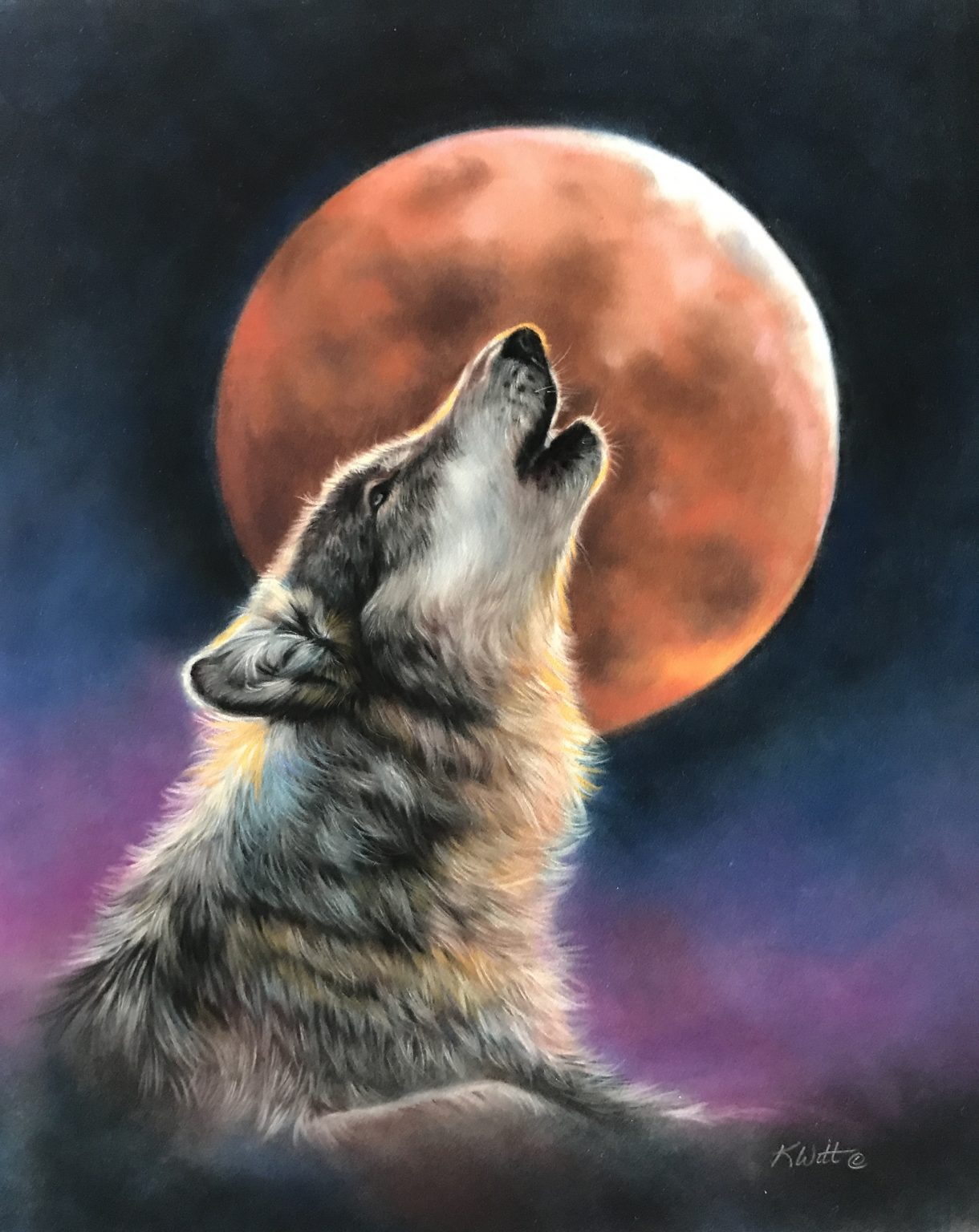 Howling Wolf with Blood Moon – Kay Witt
